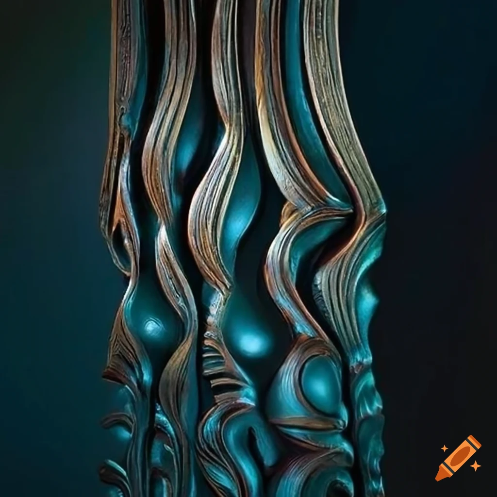 Detailed metal sculpture with variegated motif