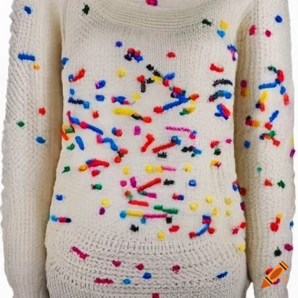 White sweater with sprinkle design