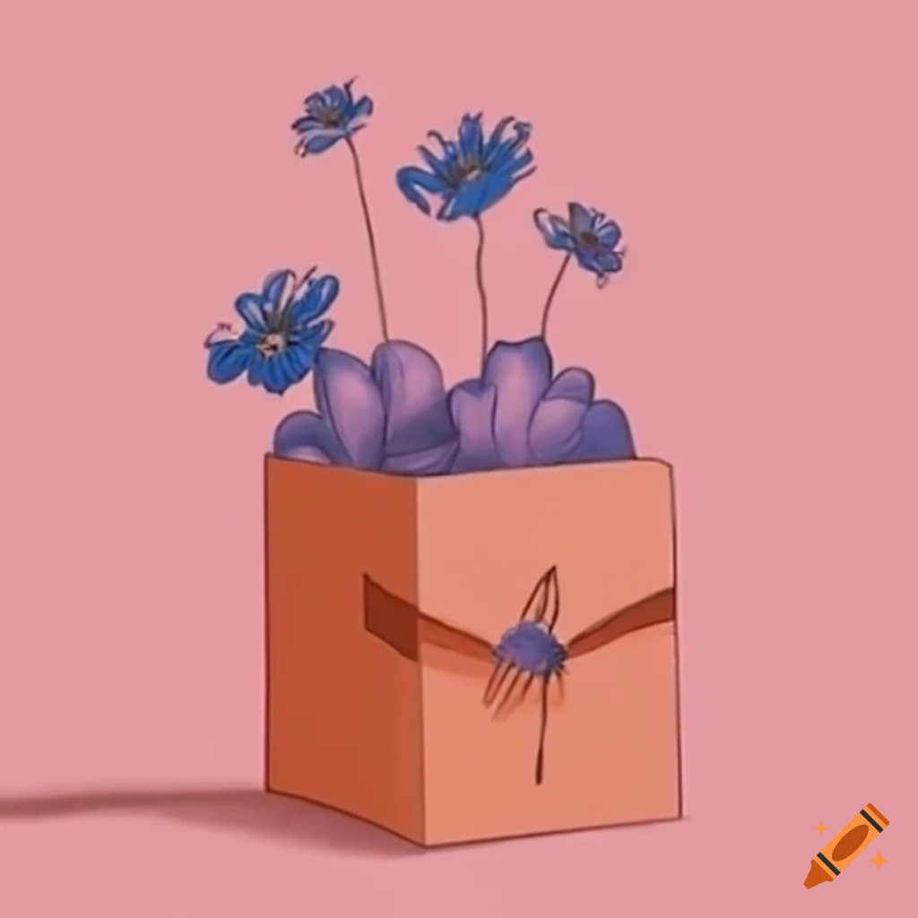 Blooming flower in a box