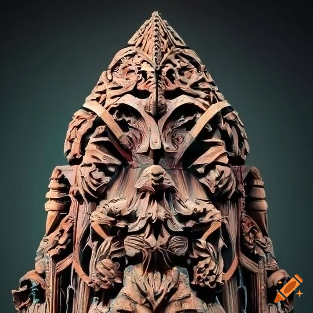 Detailed woven architectural stave carving artwork on Craiyon