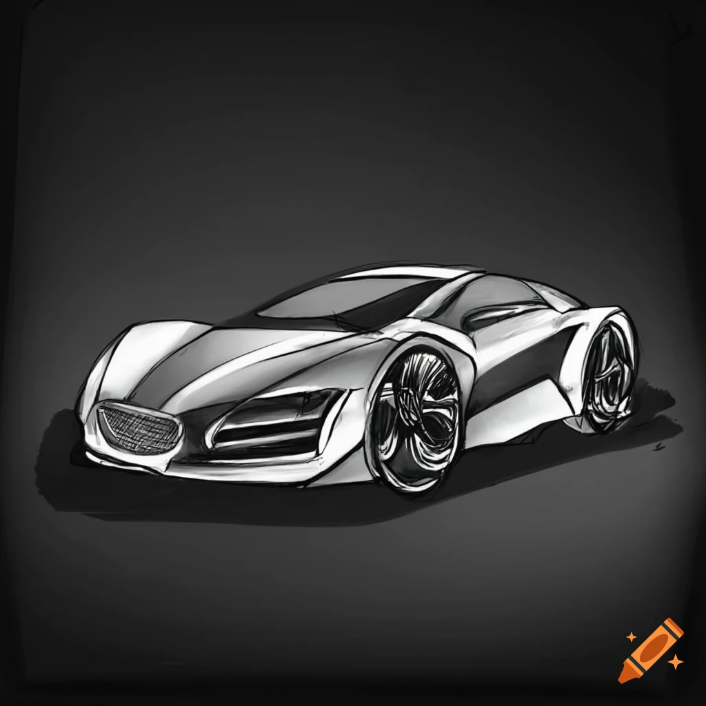 Detailed sketch of a turbocharged car on Craiyon