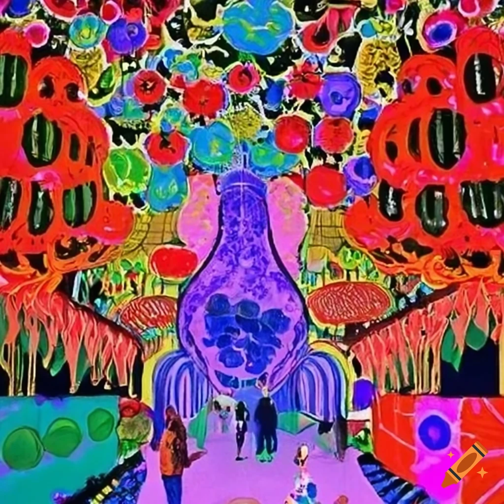 Chiho aoshima artwork in kew gardens on Craiyon