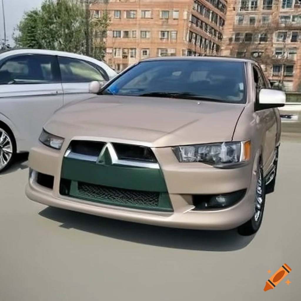 Mitsubishi lancer sedan cy0 in dune beige color with dark green wheels ...