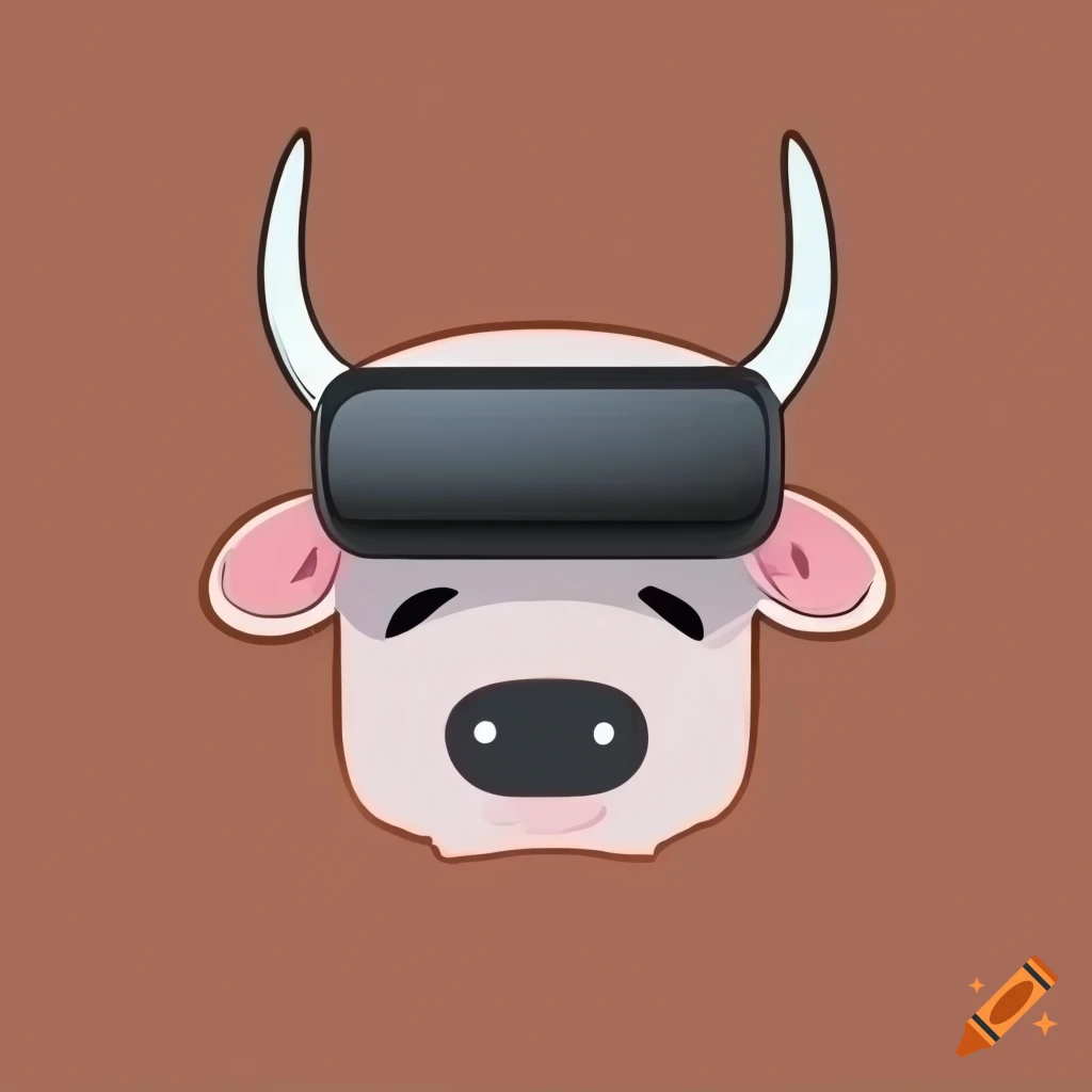 Lofi-style cow icon wearing vr headset on Craiyon