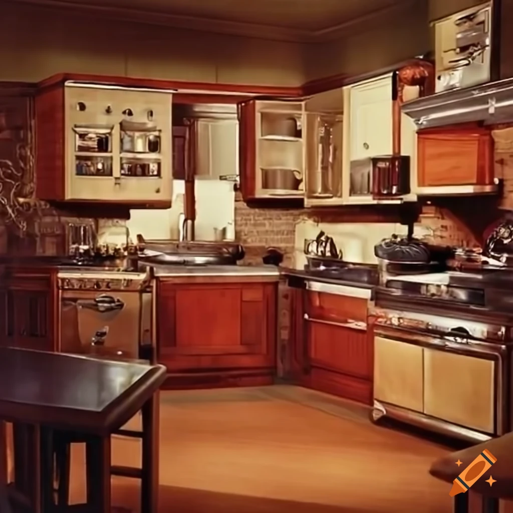 Overhead view of a bagel on a 1980s suburban kitchen counter on Craiyon