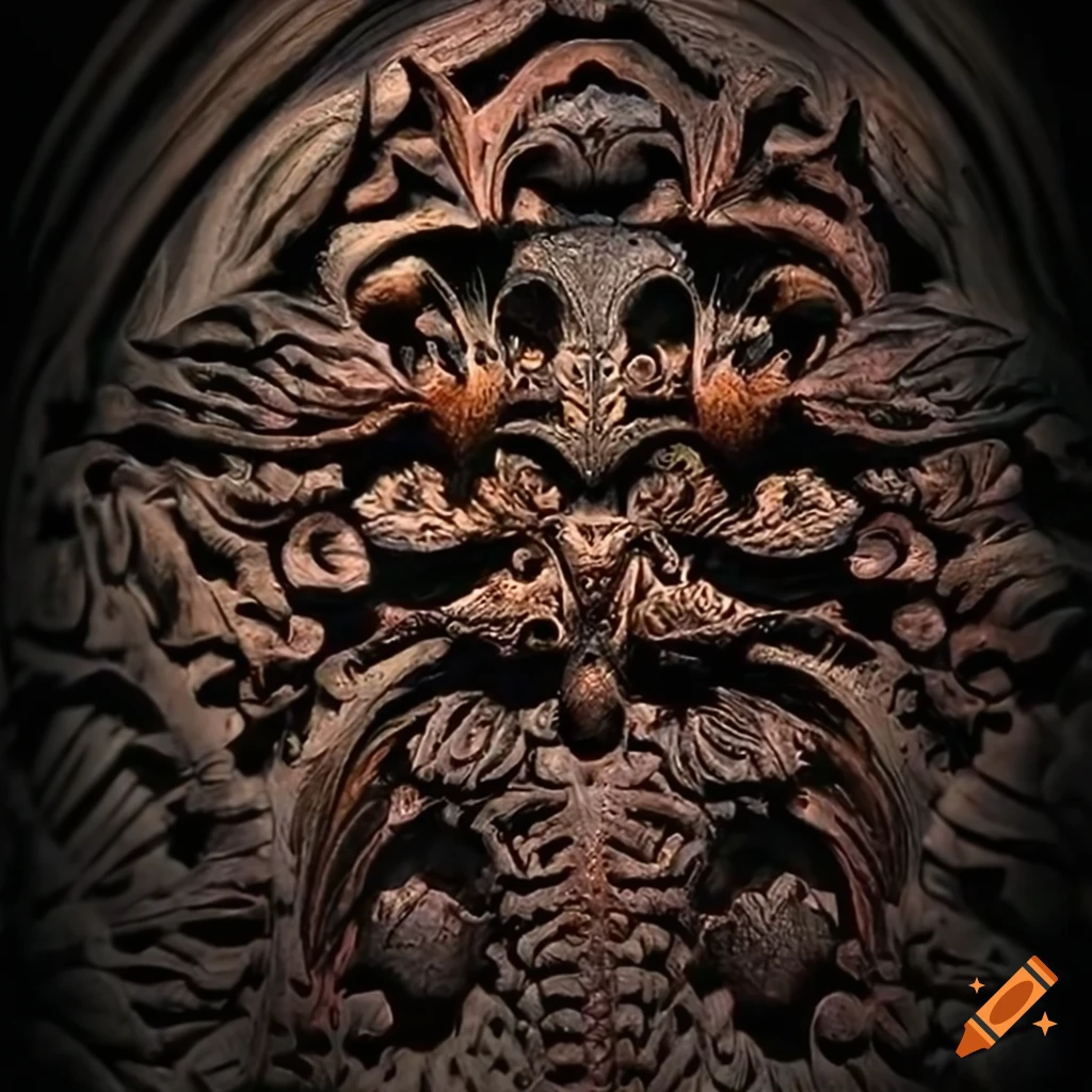 Stunning architectural stave carving with moth motif