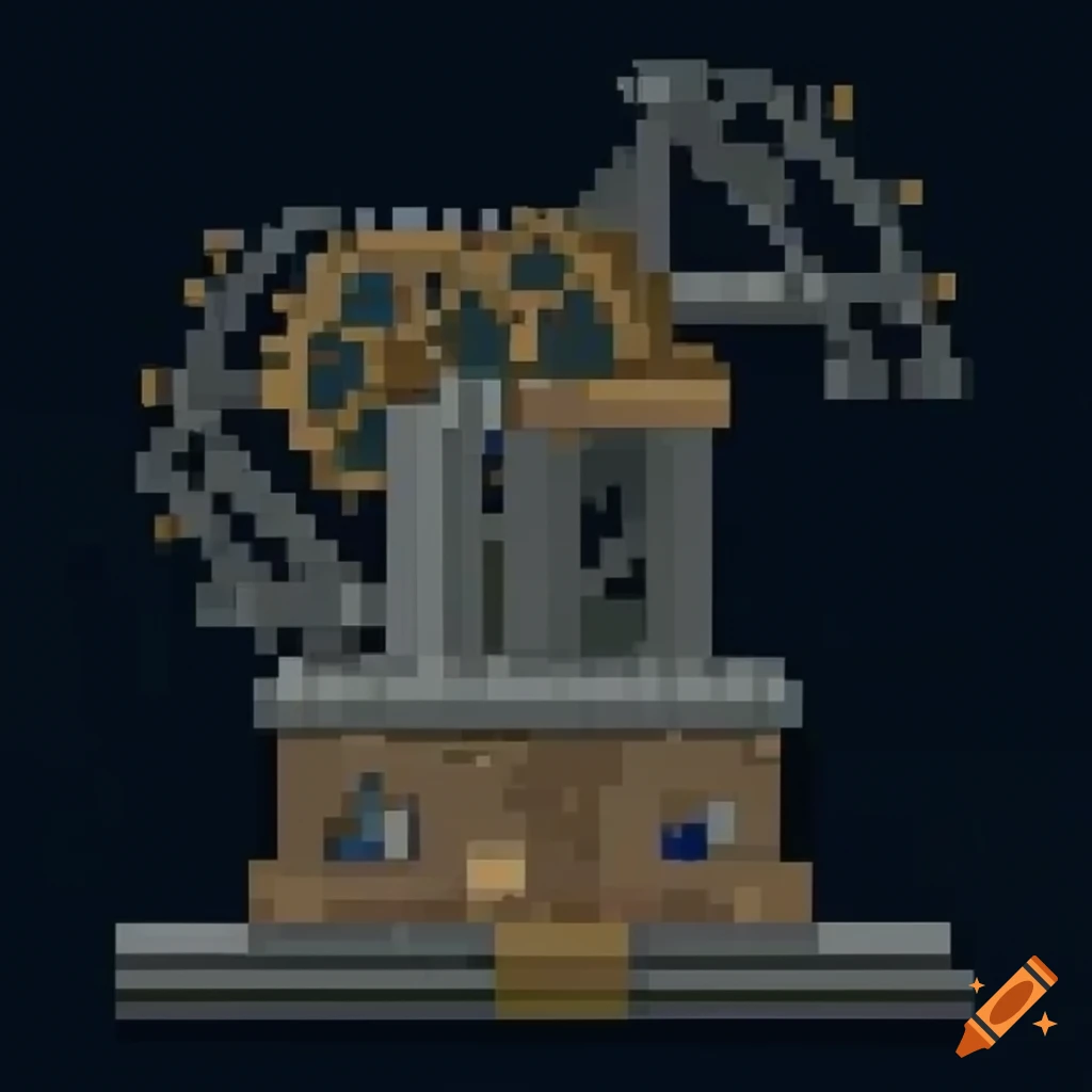 Pixel art of a mechanical drill on an asteroid on Craiyon
