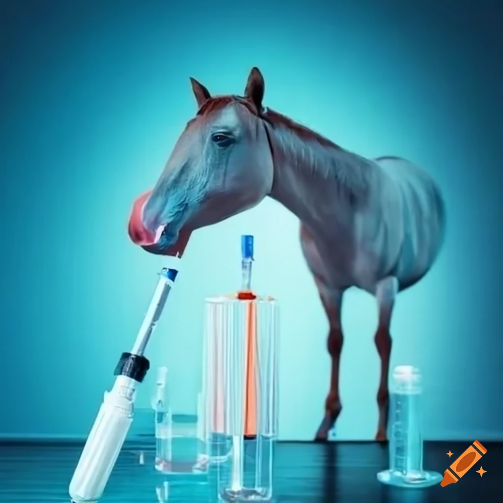 Horse conducting scientific research in a lab on Craiyon