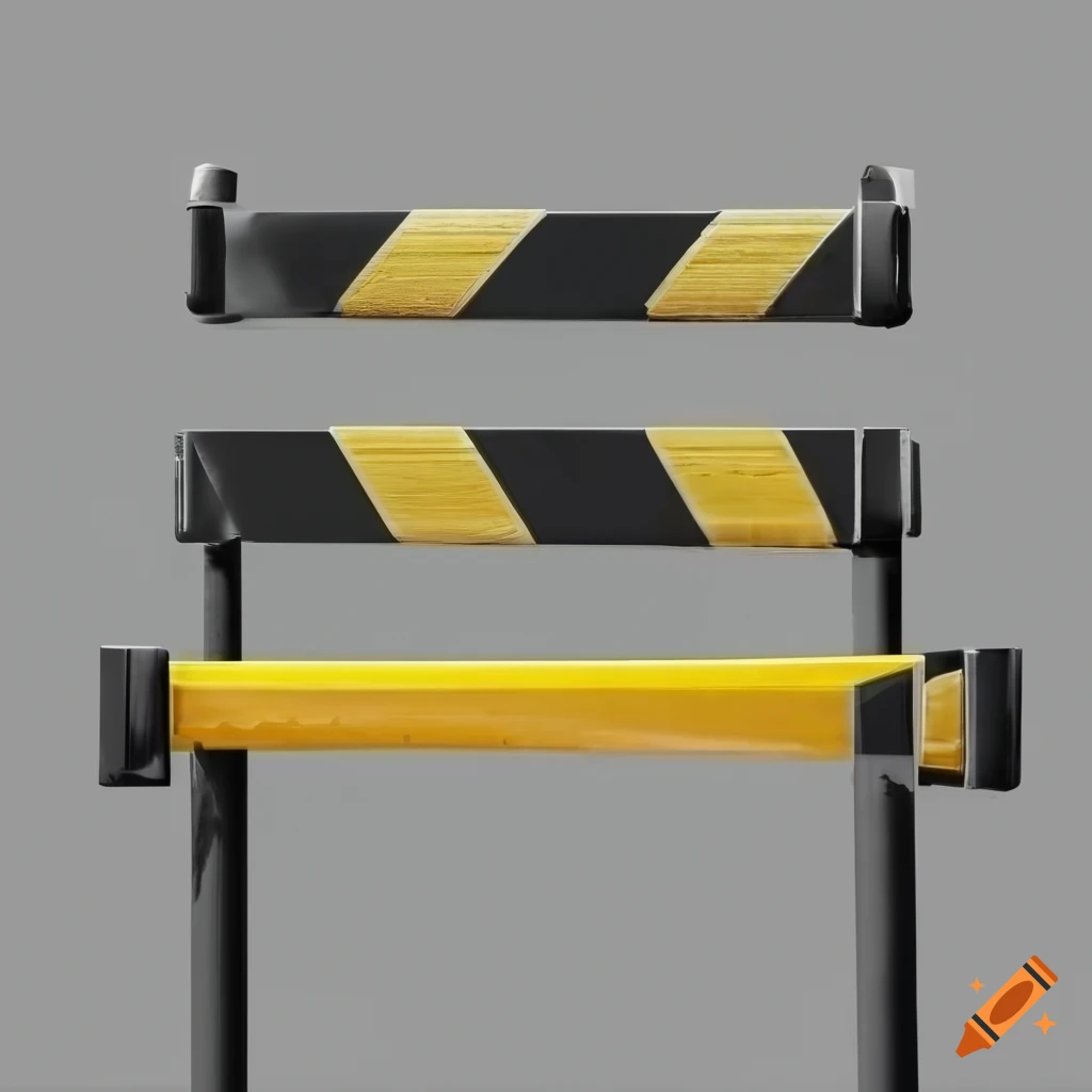 Yellow and black construction barricade lines on white background on ...