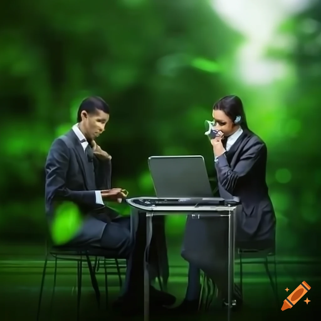 Office scene with employees working