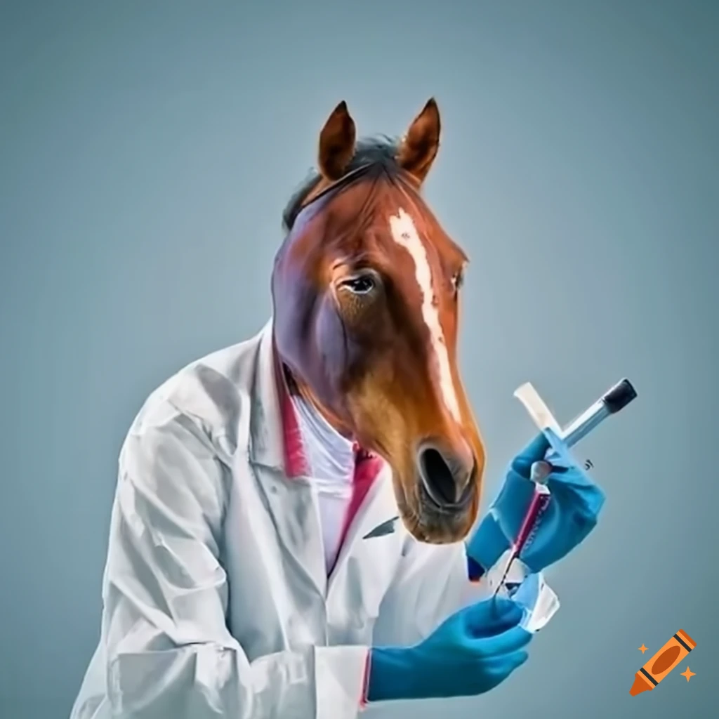 Scientist horse conducting experiment in lab on Craiyon