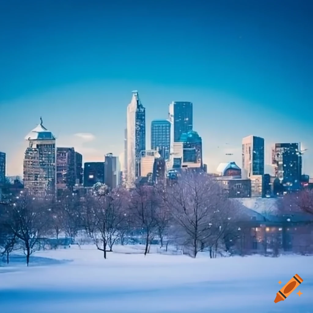 Snow-covered houses in montreal city during winter on Craiyon