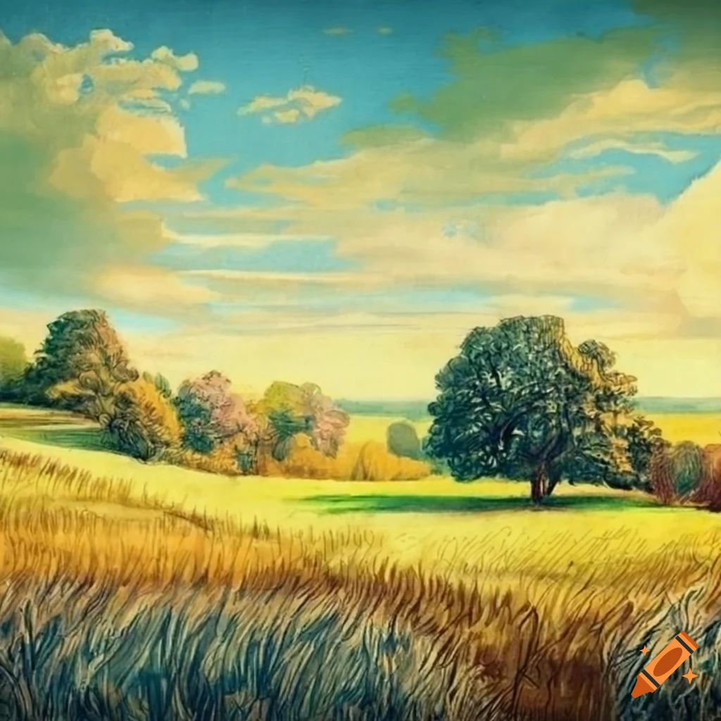 Bird's eye view of an ideal farm cultivating rye on Craiyon