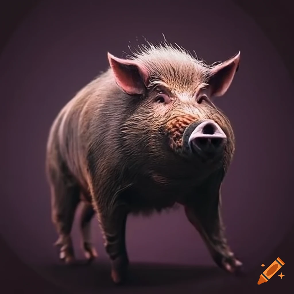 Photo of a wild pig in a fierce attack on Craiyon