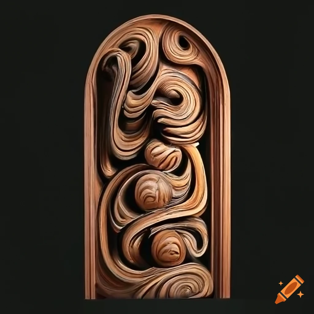 Swirled architectural stave carving artwork on Craiyon