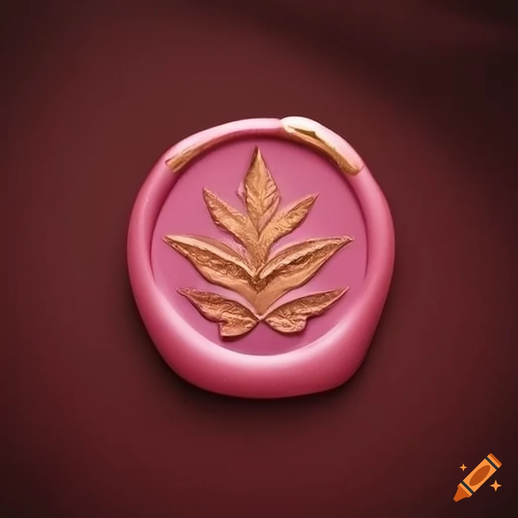 Fuchsia pink wax seal with gold diamond design on Craiyon