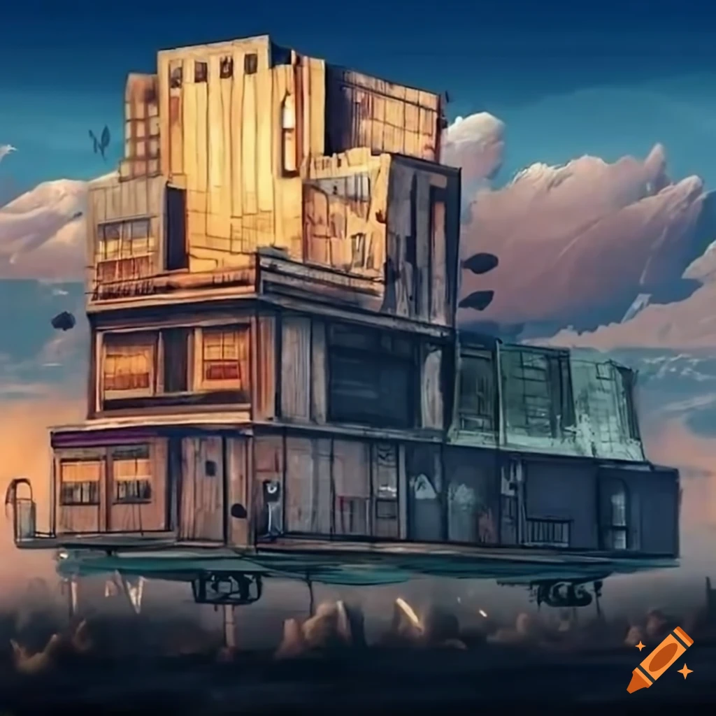 Trailer flying in a post-apocalyptic city