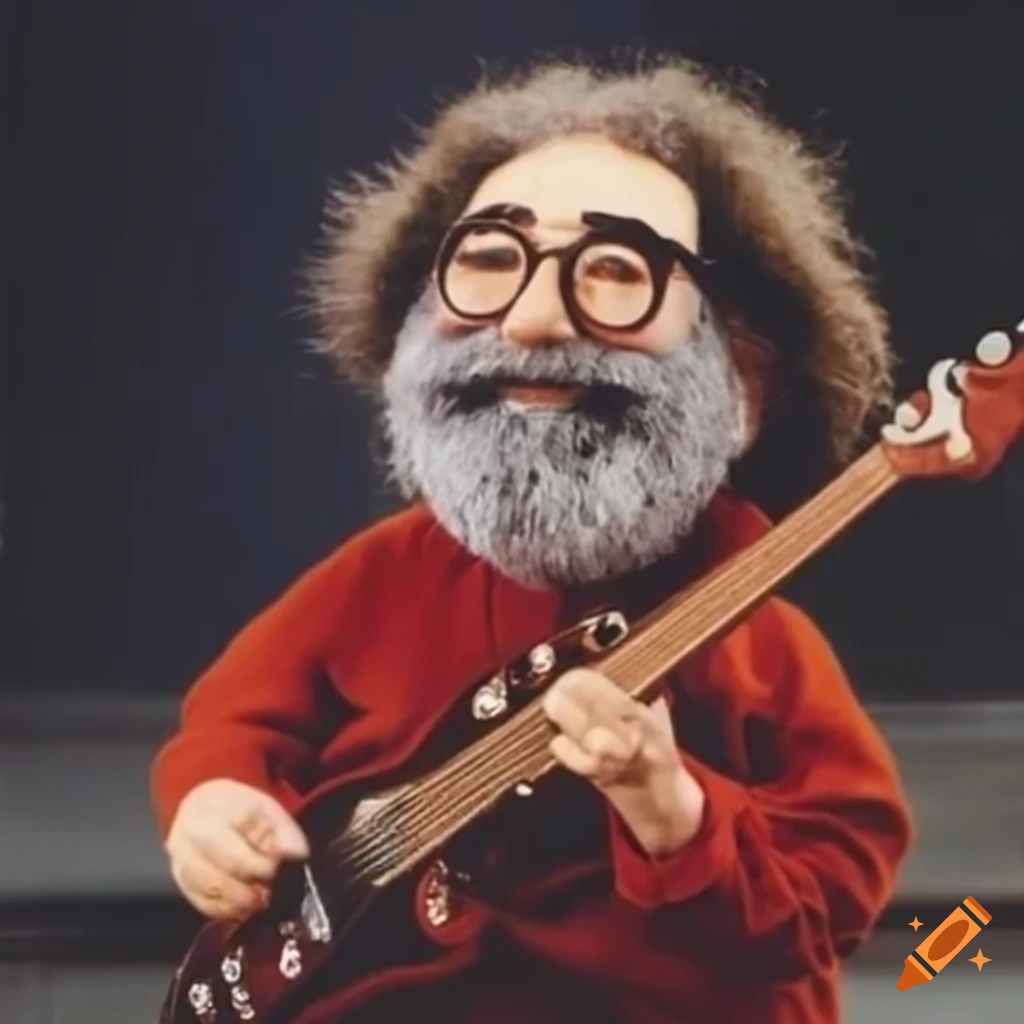 Artistic depiction of jerry garcia fleeing from bees on Craiyon