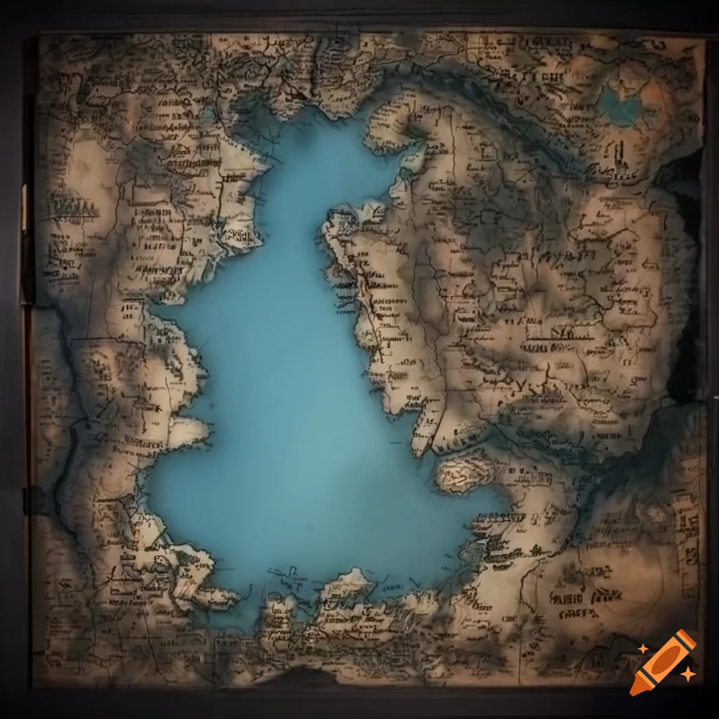 Top down map of a snowy and mountainous country on Craiyon