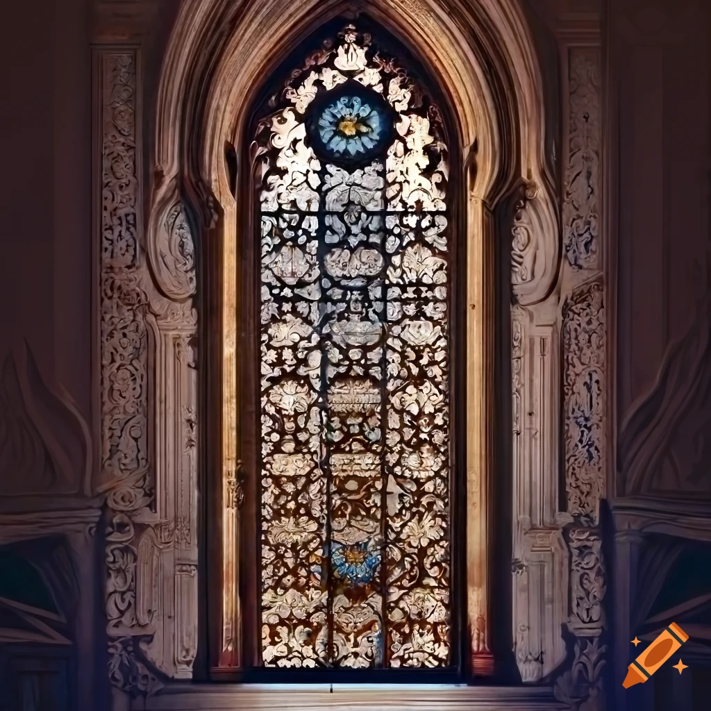 Ornamented baroque gothic window in islamic art style on Craiyon