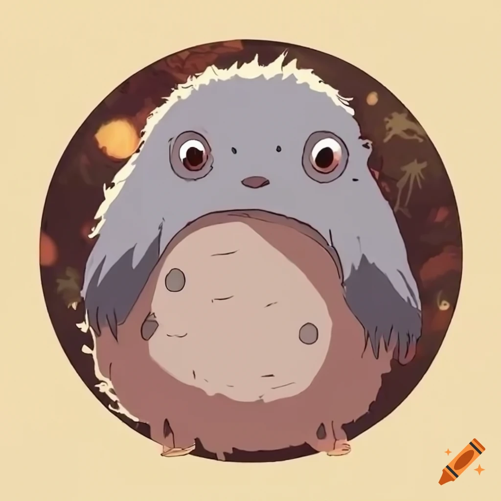 Ghibli-style drawing of a round creature