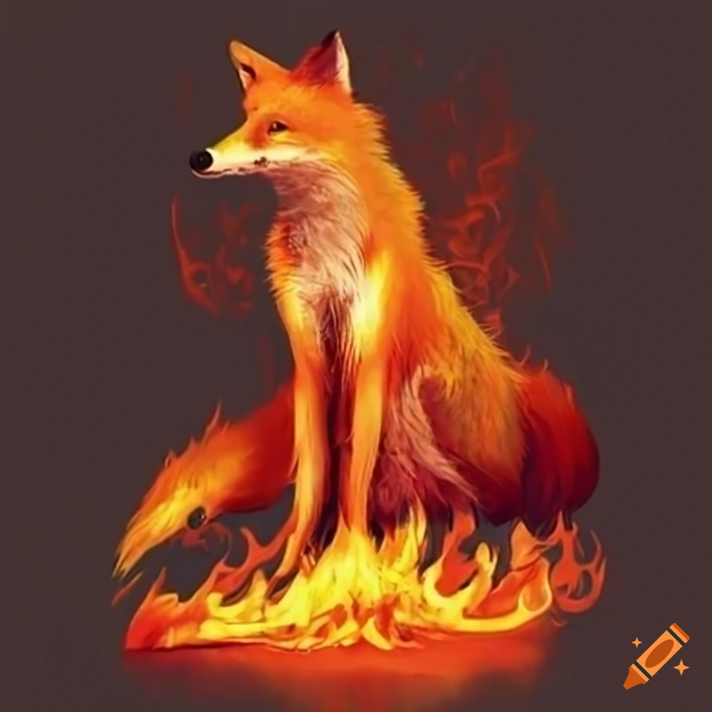 The word "foxfyre" with the "y" looking like a fox tail on fire on Craiyon