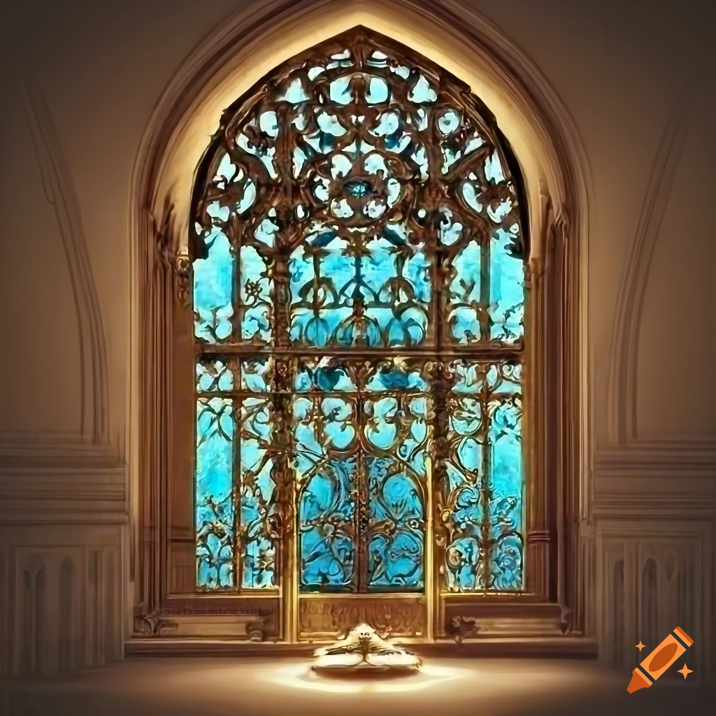Baroque gothic window with islamic art ornaments