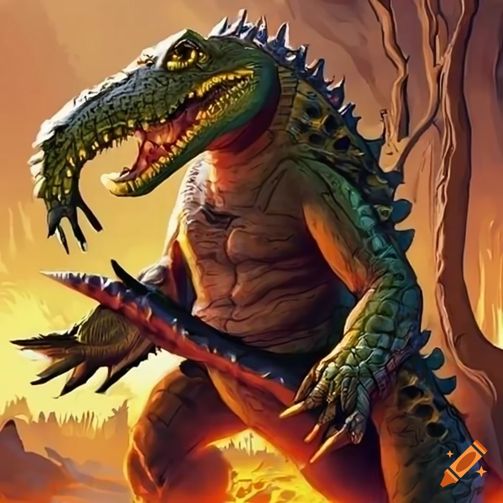 A fat gluttonous crocodile dragon fantasy digital art on Craiyon