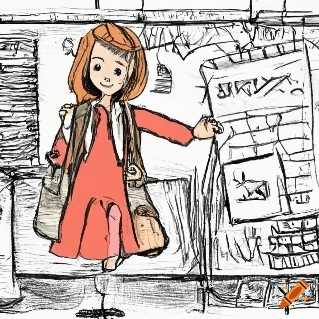 Sketch of students going to school on Craiyon