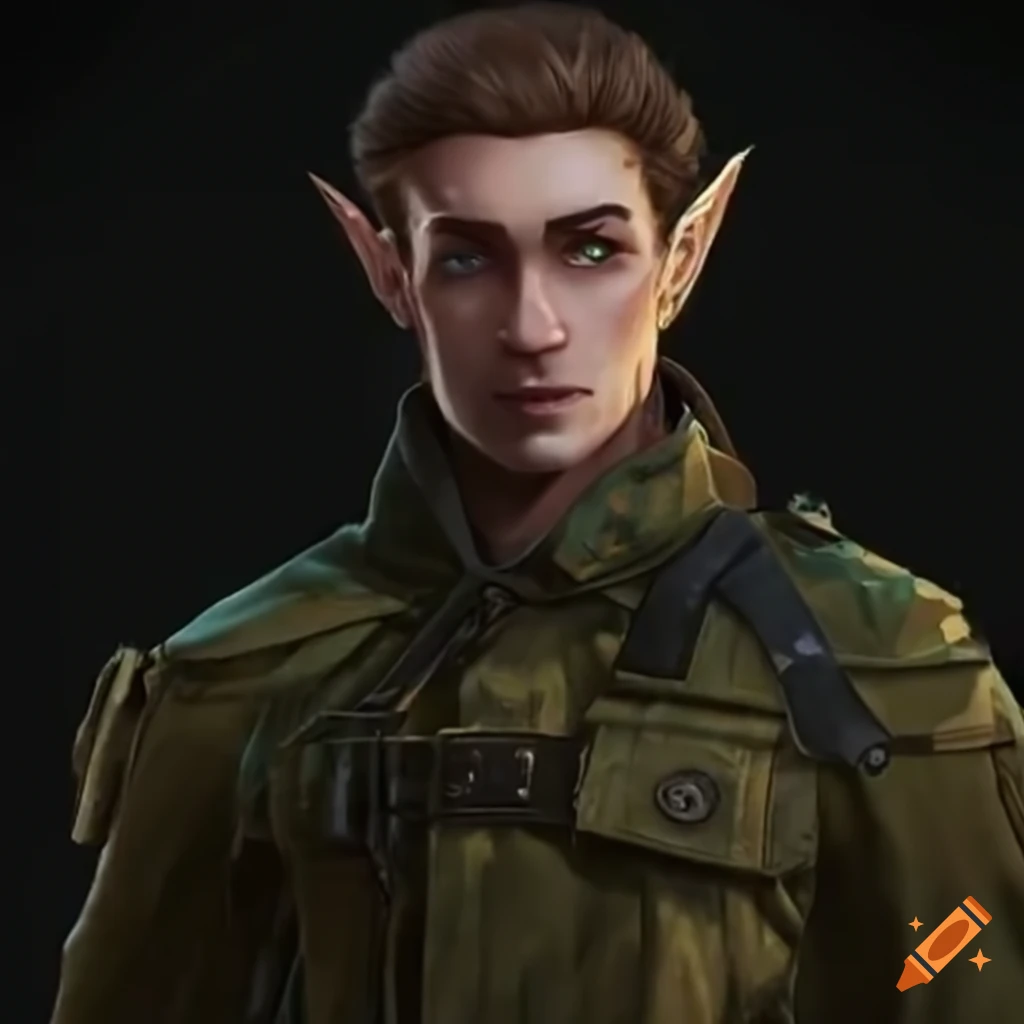Character Art Of A Shadar Kai Elf In A Military Jacket On Craiyon