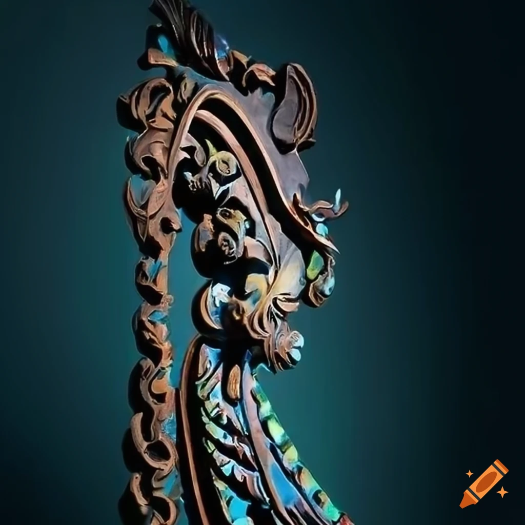 Variegated metal architectural carving with prismatic motif on Craiyon