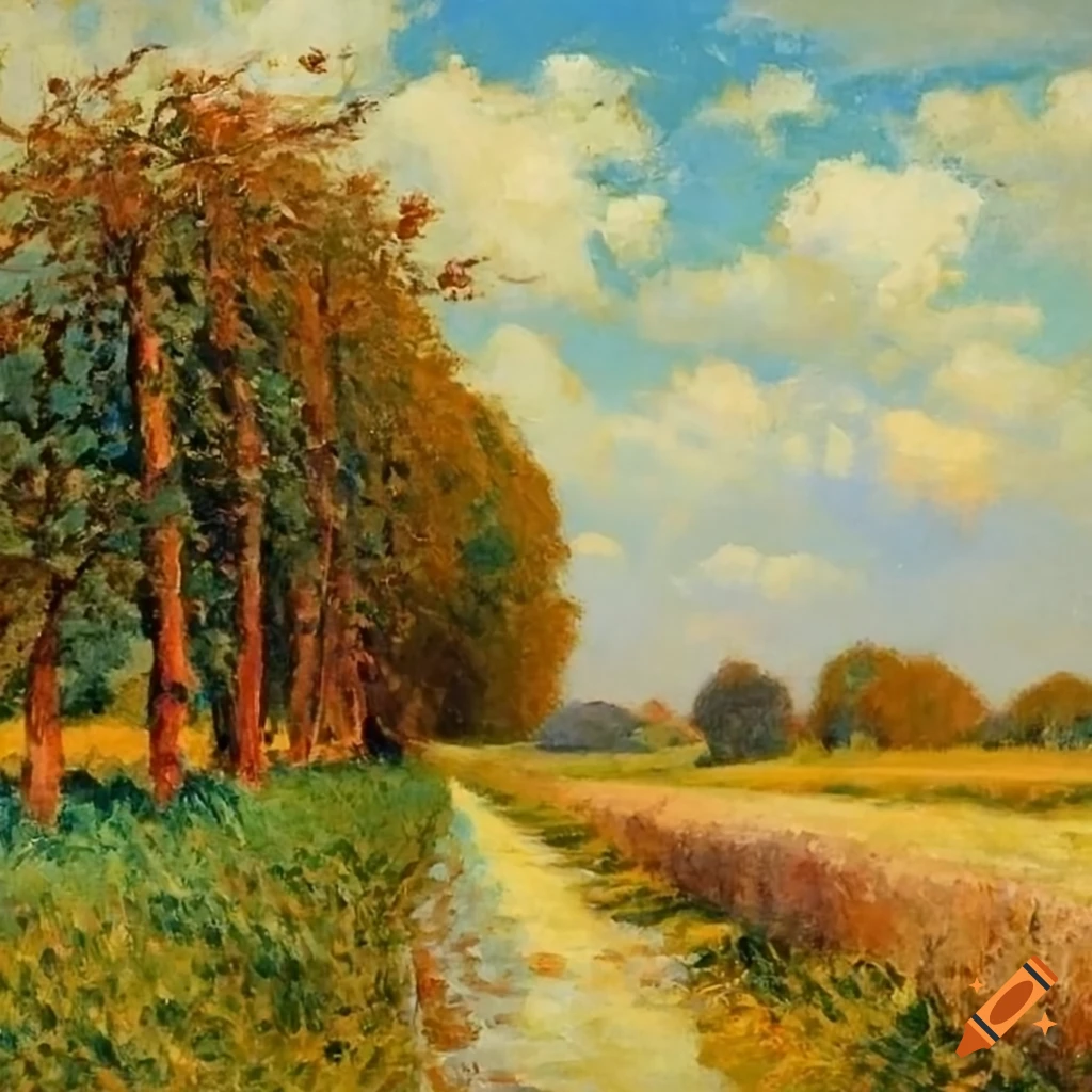 Detailed vintage painting of a peaceful countryside in Holland on Craiyon