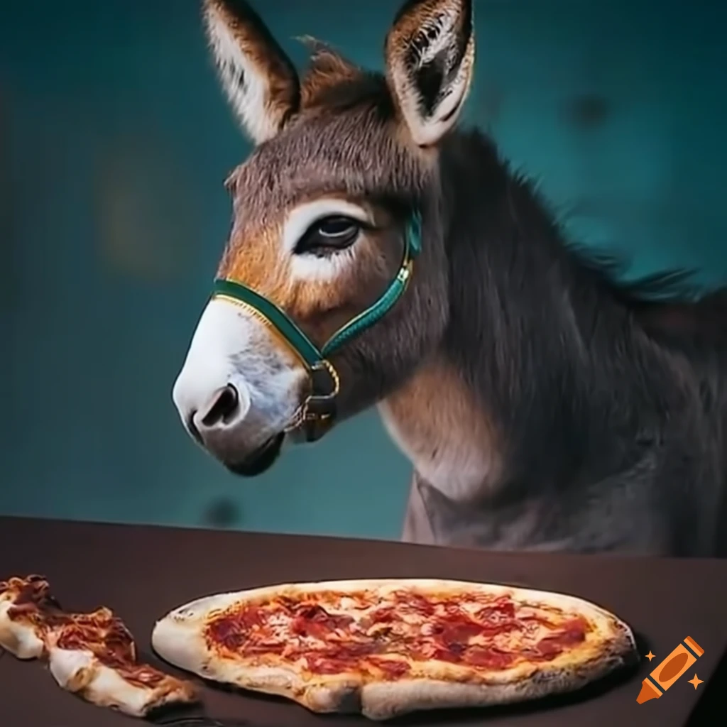 Aaron rodgers sharing a pizza with a donkey