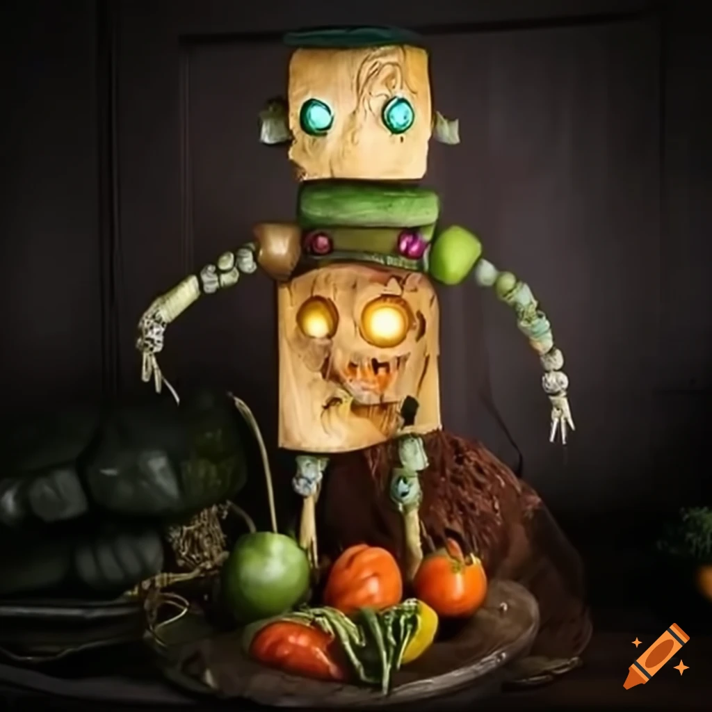Vegetable robot Halloween artwork on Craiyon