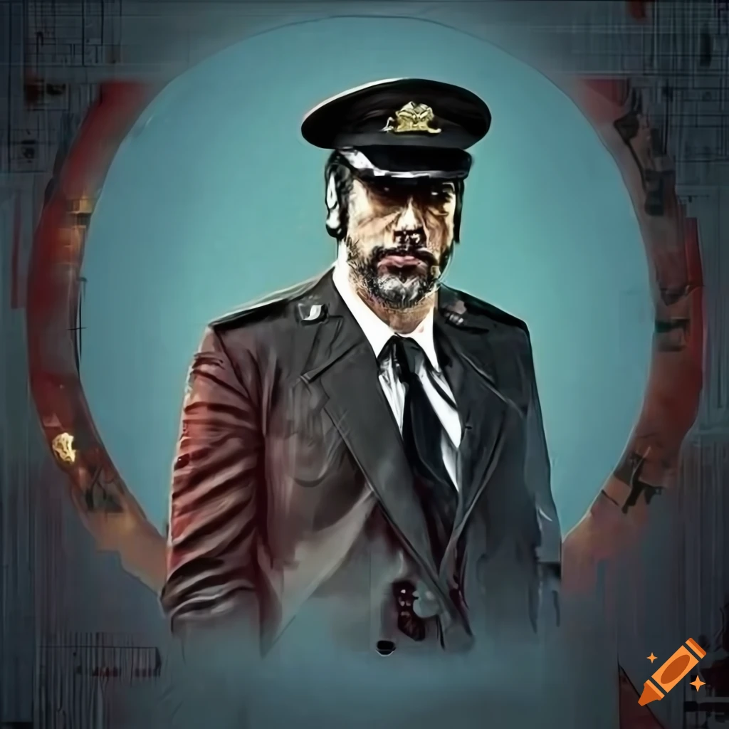 Poster of dark sci-fi spy drama featuring javier bardem on Craiyon