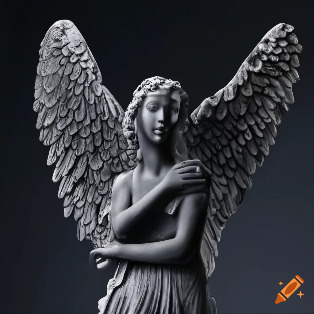 Wounded angel holding a sword on a battlefield on Craiyon