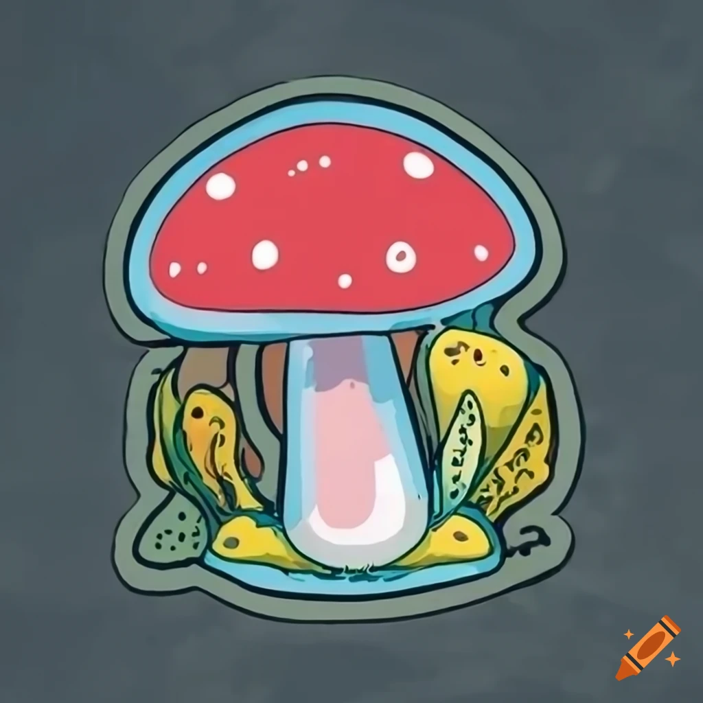 Kitty on a toadstool sticker