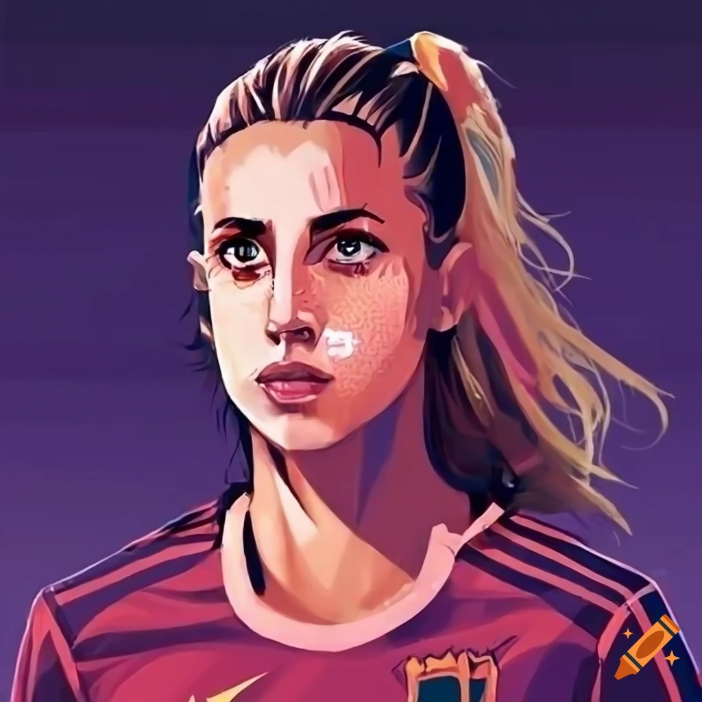 Anime-style portrait of alexia putellas