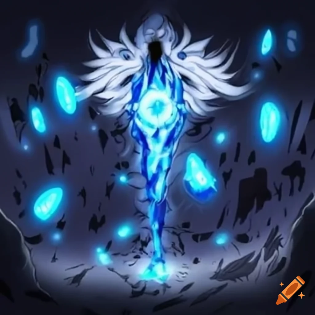 Image of a powerful blue spell in action on Craiyon