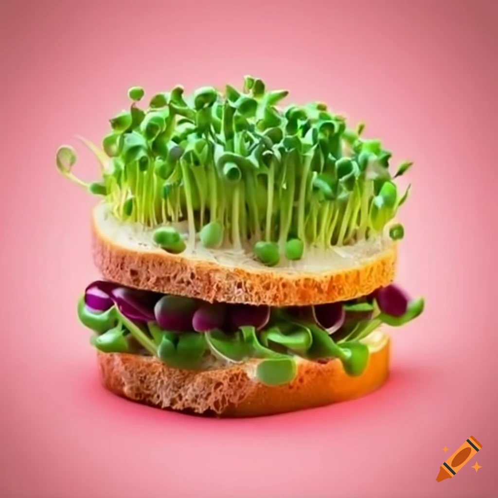 A delicious sandwich topped with microgreens on Craiyon