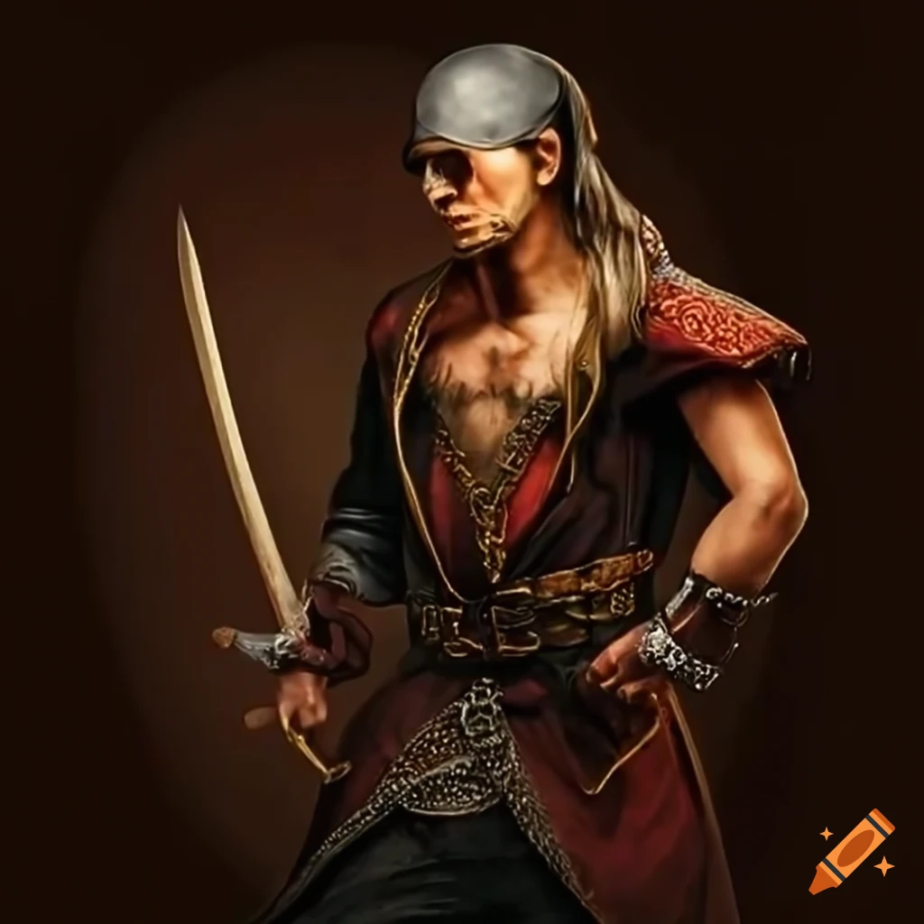 Pirate wielding a sword on Craiyon