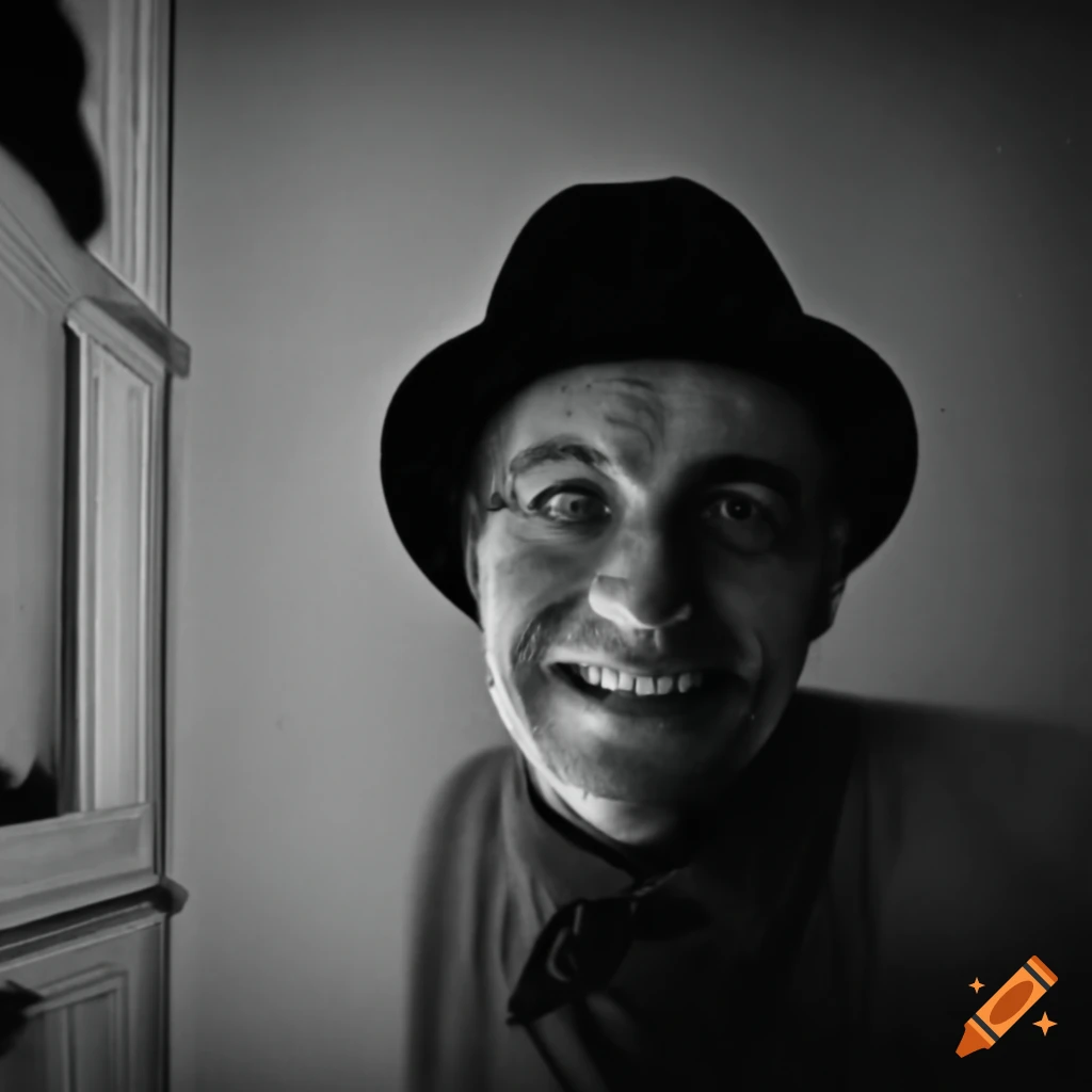 Portrait of a man smiling in a dark room with VHS filter on Craiyon