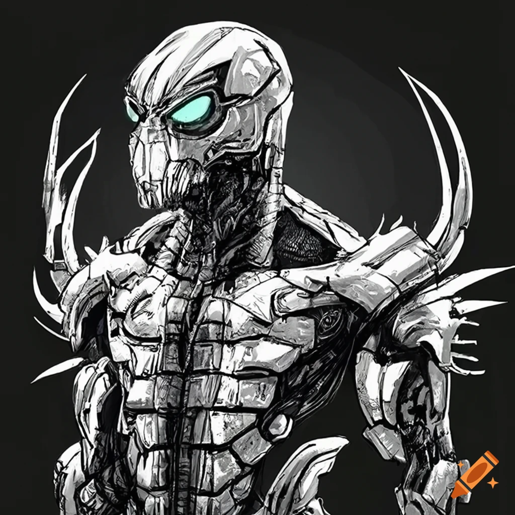 Cyborg superhero wearing black steel armor