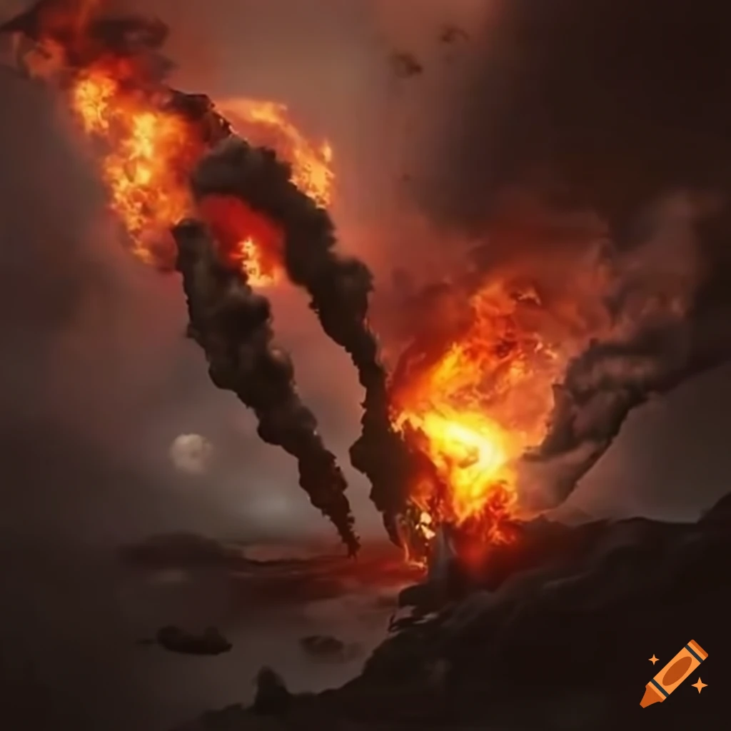 Fire explosion in a fantasy apocalypse on Craiyon