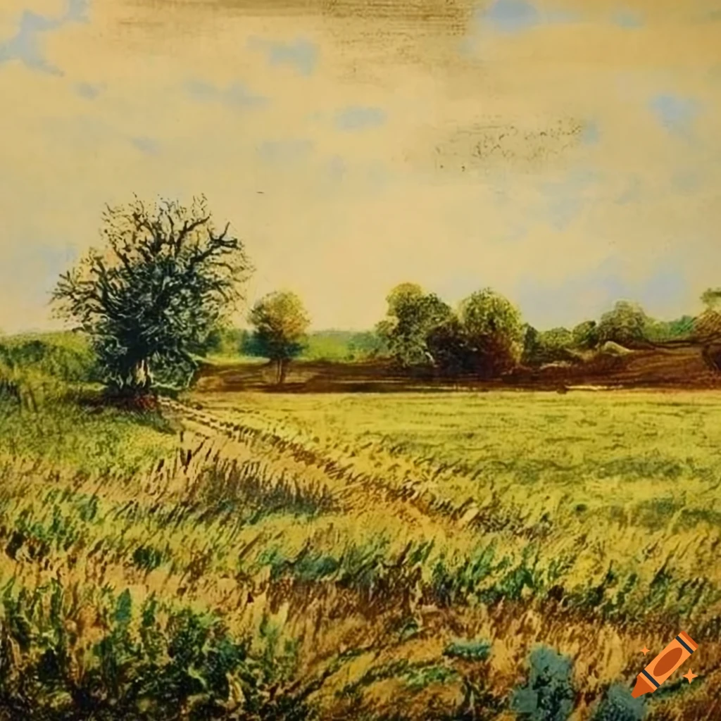 Farm Landscape Drawing