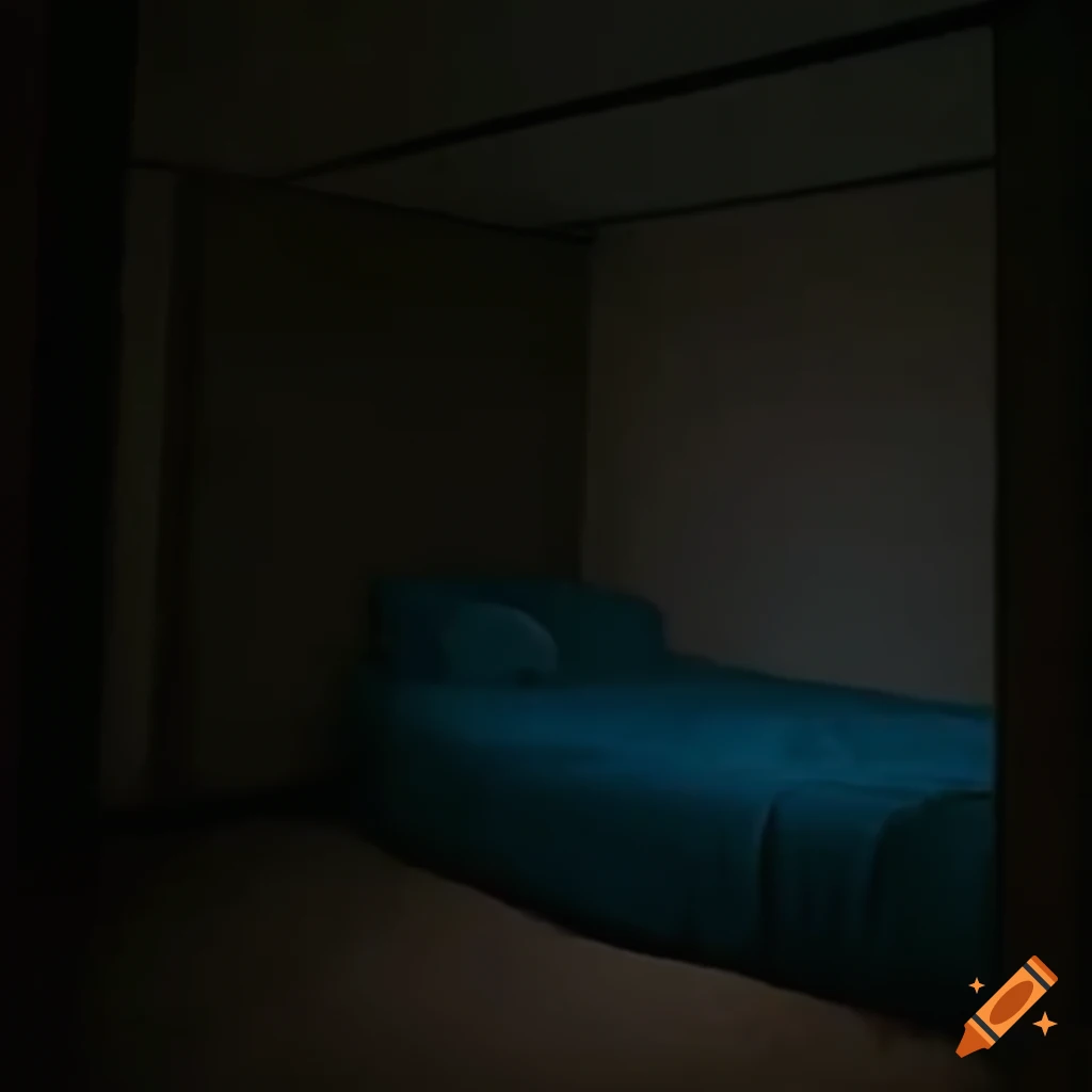 Bedroom with a window at night on Craiyon