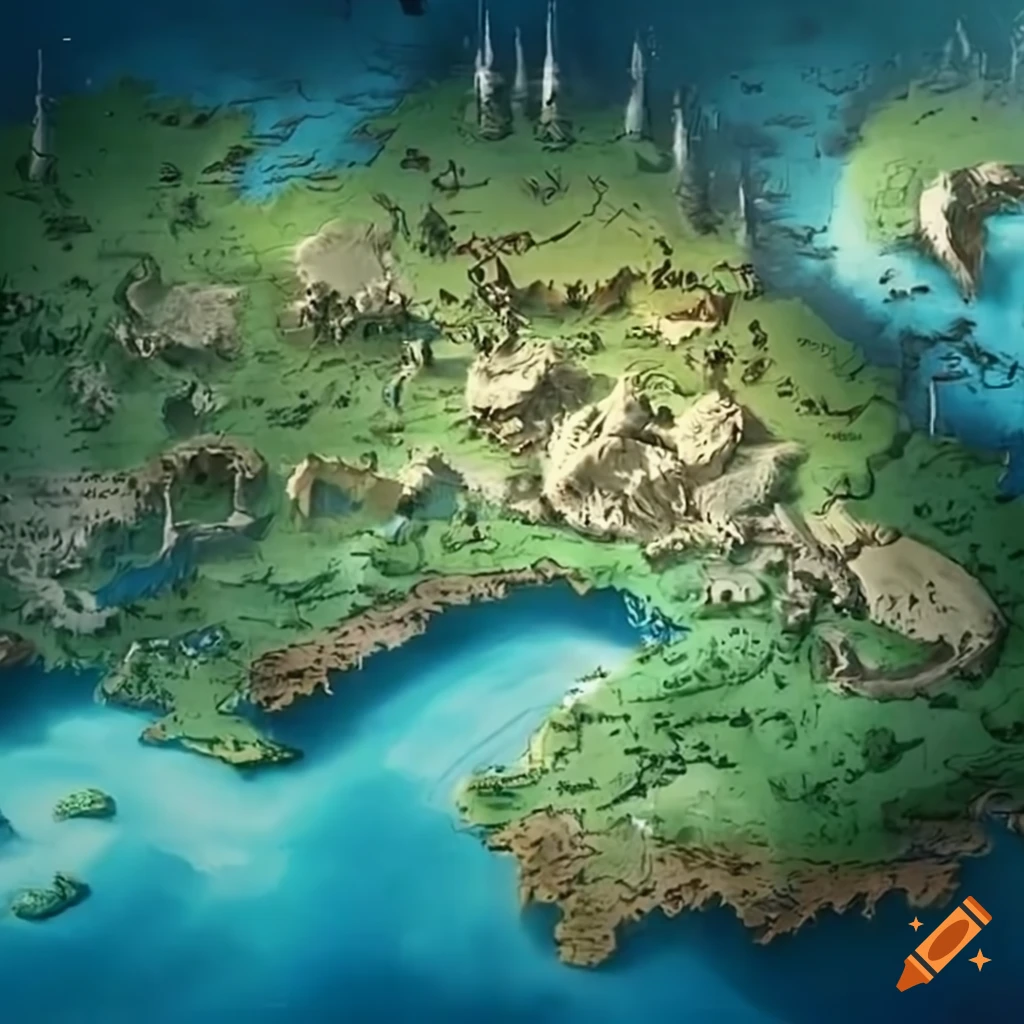 Fantasy world map on Craiyon