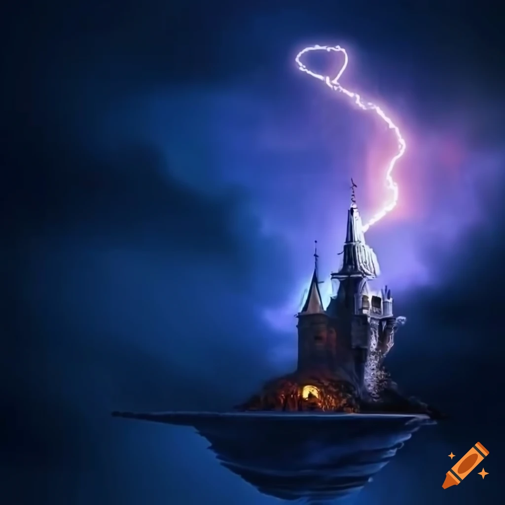 Image of an upside down castle floating in the sky