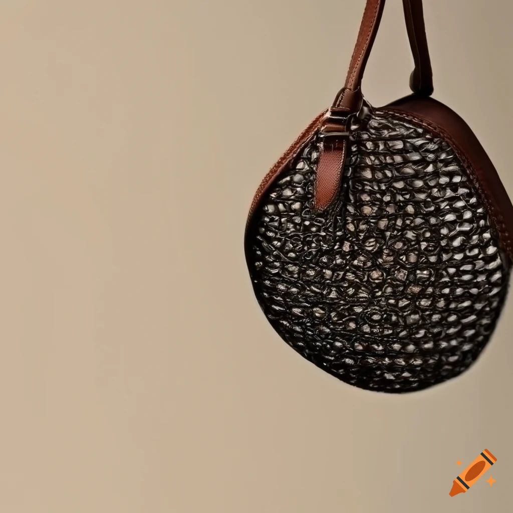 Moon-shaped mesh and leather fashion bag