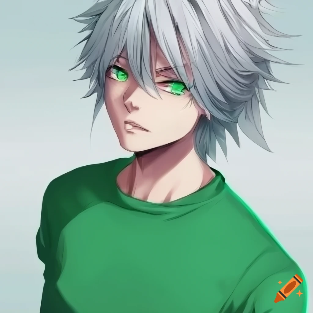 Anime-style illustration of a male humanoid slime character on Craiyon